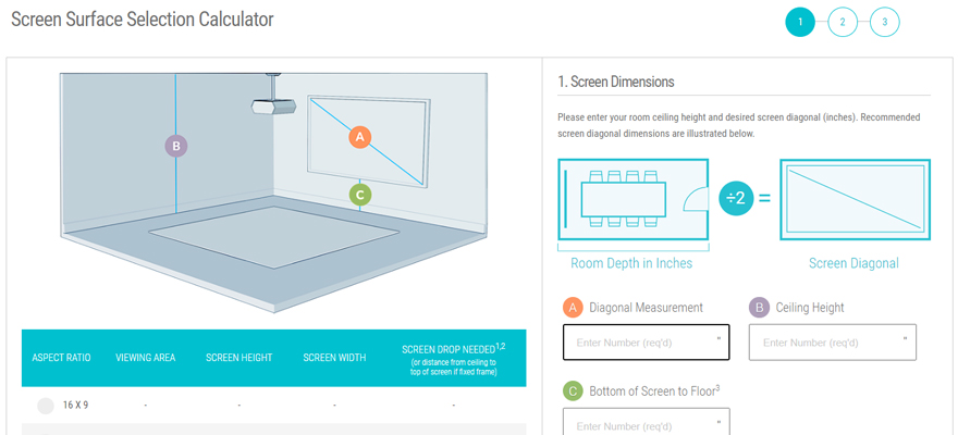 Projector Screen Size Calculator